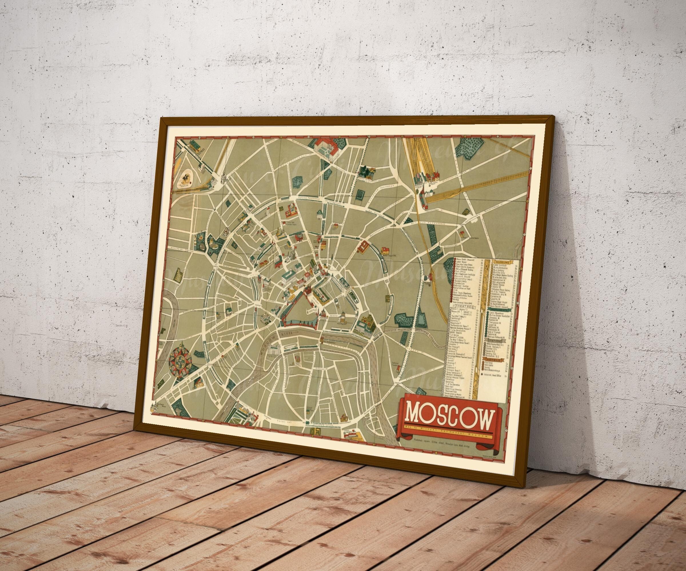 Digital, 1938, Map of Moscow City, Streets, Soviet Union, Russian Map ...