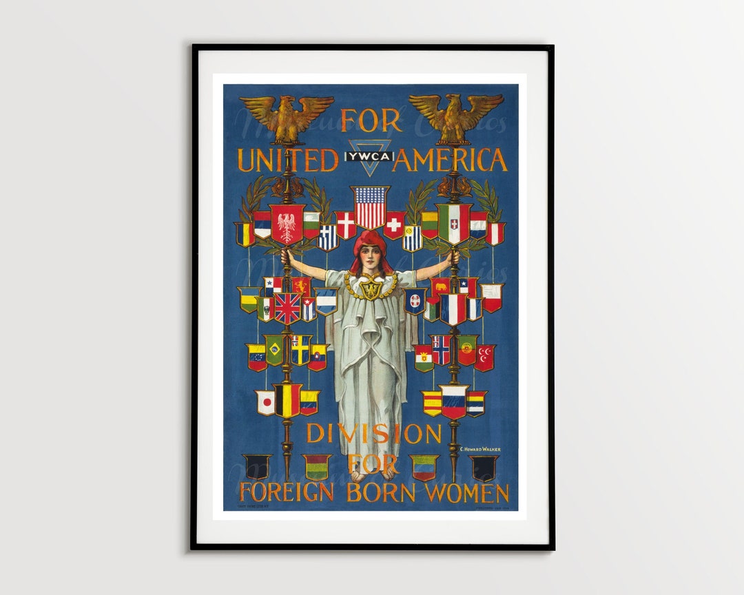 1919 YWCA 'united for America' Poster: Vintage World Flags (digital ...
