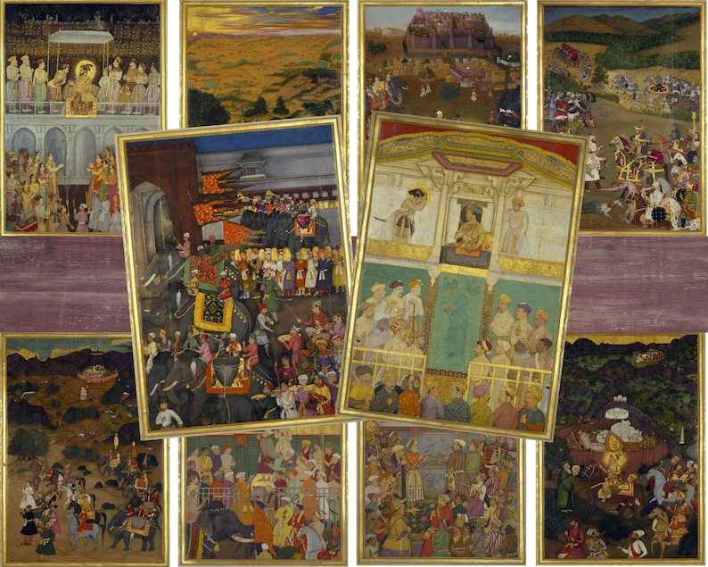 Mughal Emperor Shah Jahan Prints: Padshahnama Art, Rajasthan Court ...