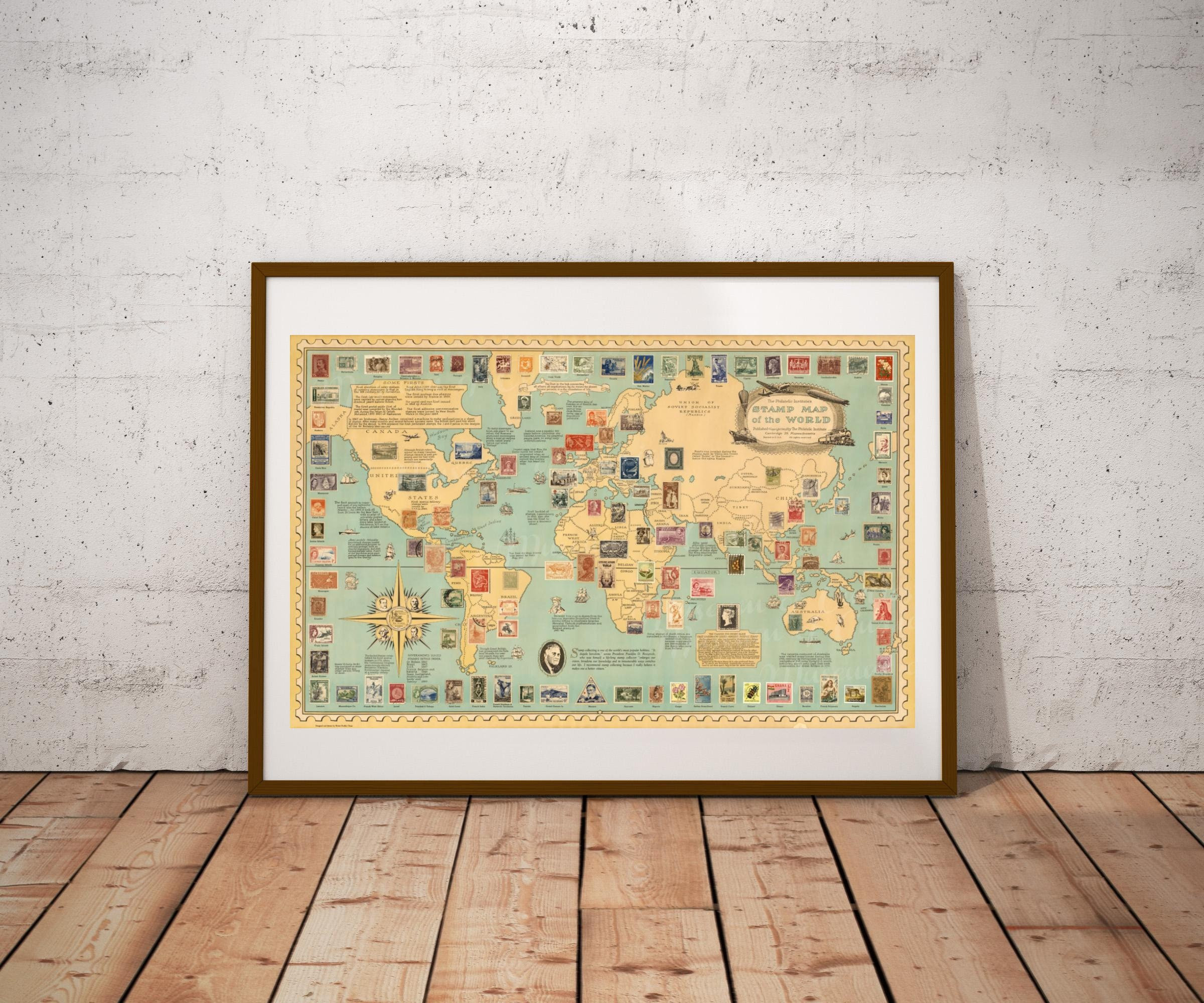 Digital, the Philatelic Institute Stamp Map of the World, Pictorial ...