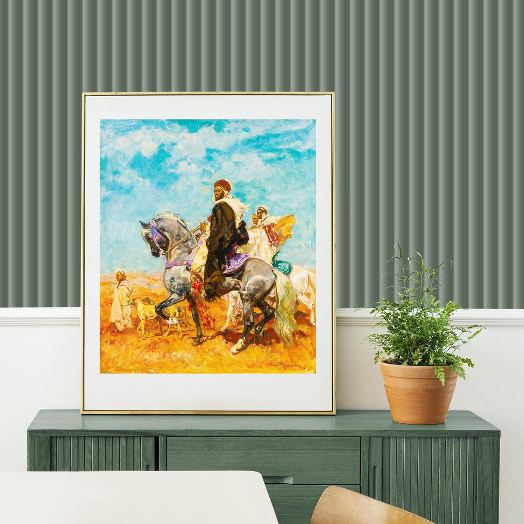 French Orientalist Painting: Arab Cavaliers in Desert (digital Download ...