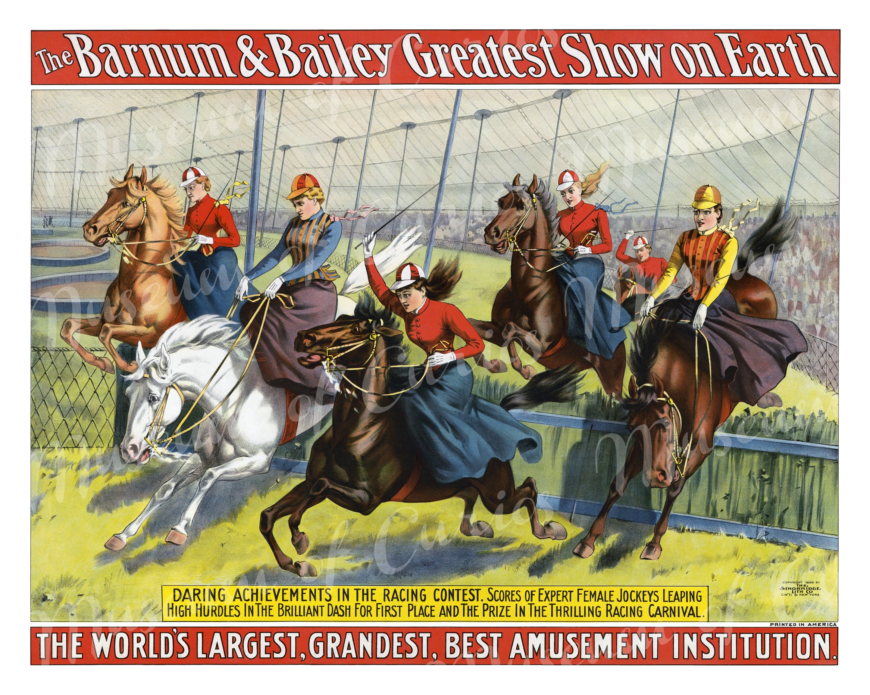 Digital, 1898, Barnum and Bailey, Circus Lady, Jockeys Leaping, INSTANT DOWNLOAD, Printable ...