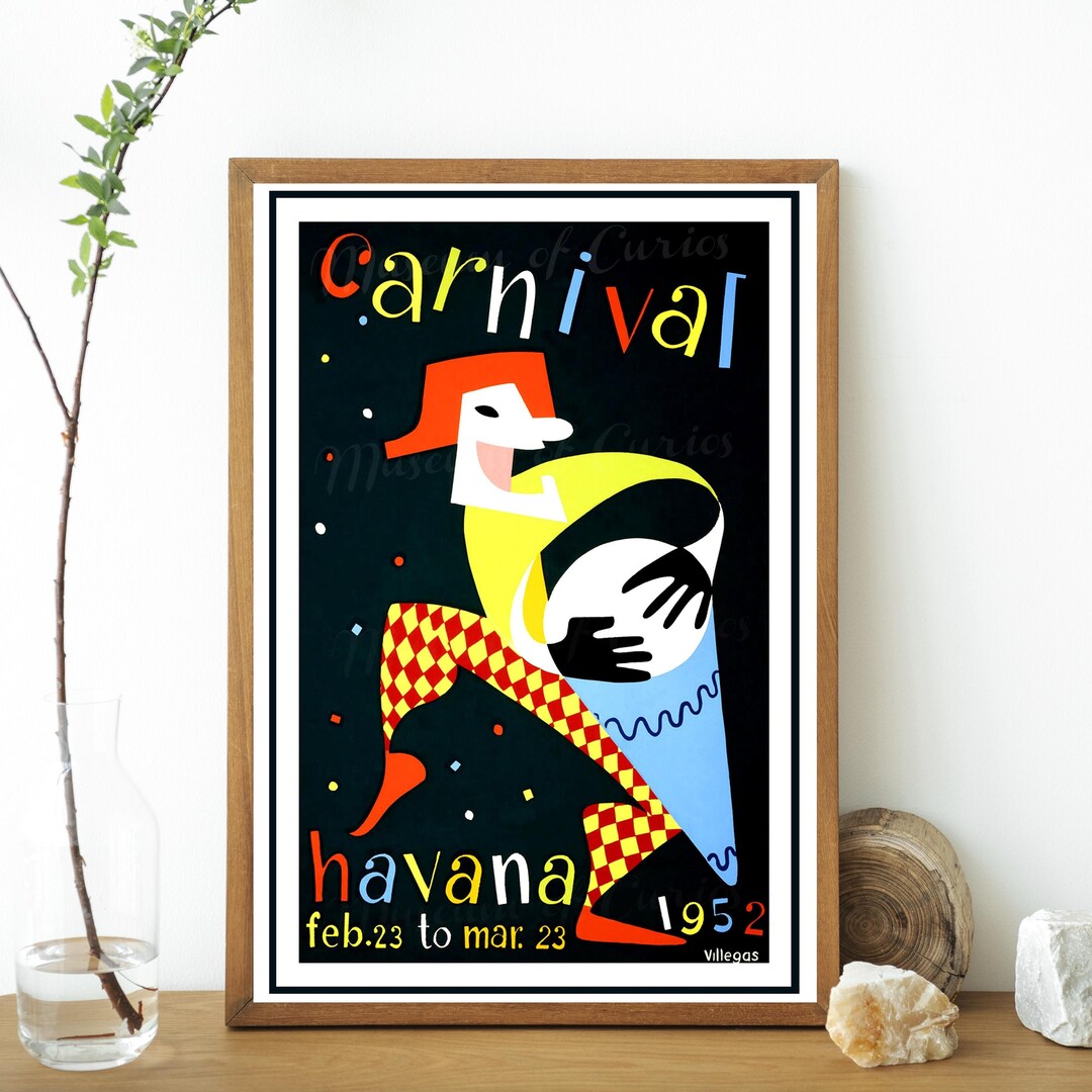 Digital, 1952, Carnival, Vintage Travel Culture Poster, INSTANT ...