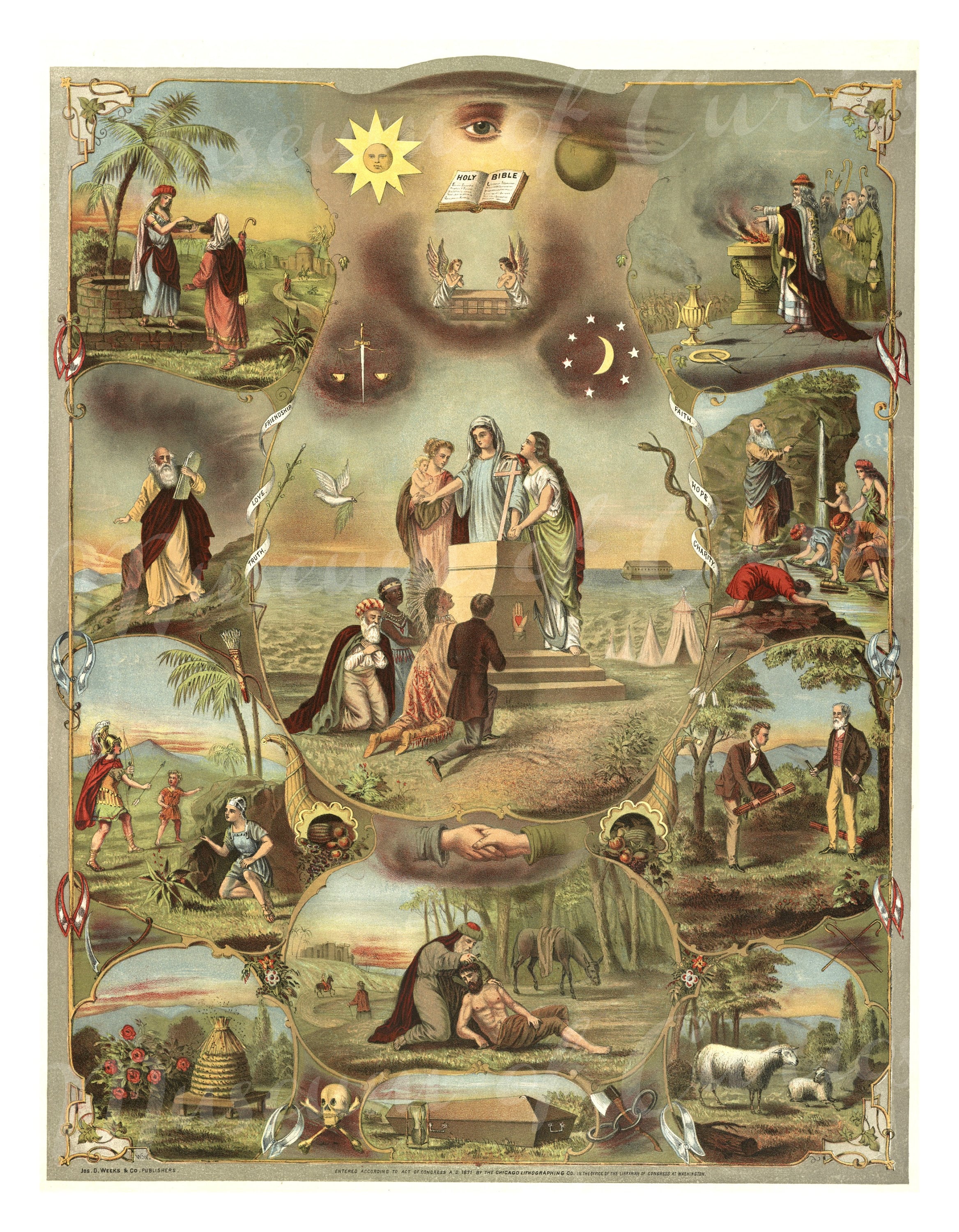 Digital 1871 Holy Bible Scenes Poster INSTANT DOWNLOAD - Etsy
