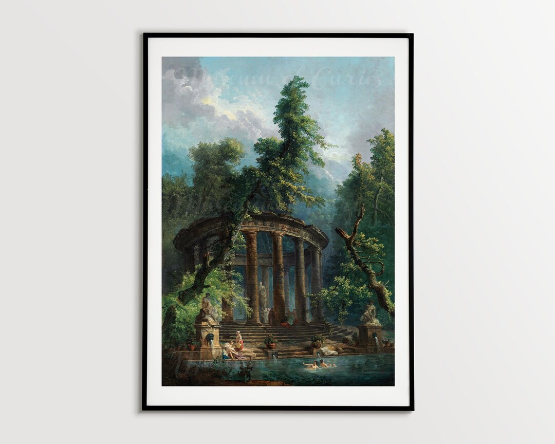 Digital, 1780, the Bathing Pool, Hubert Robert, Classical Painting ...