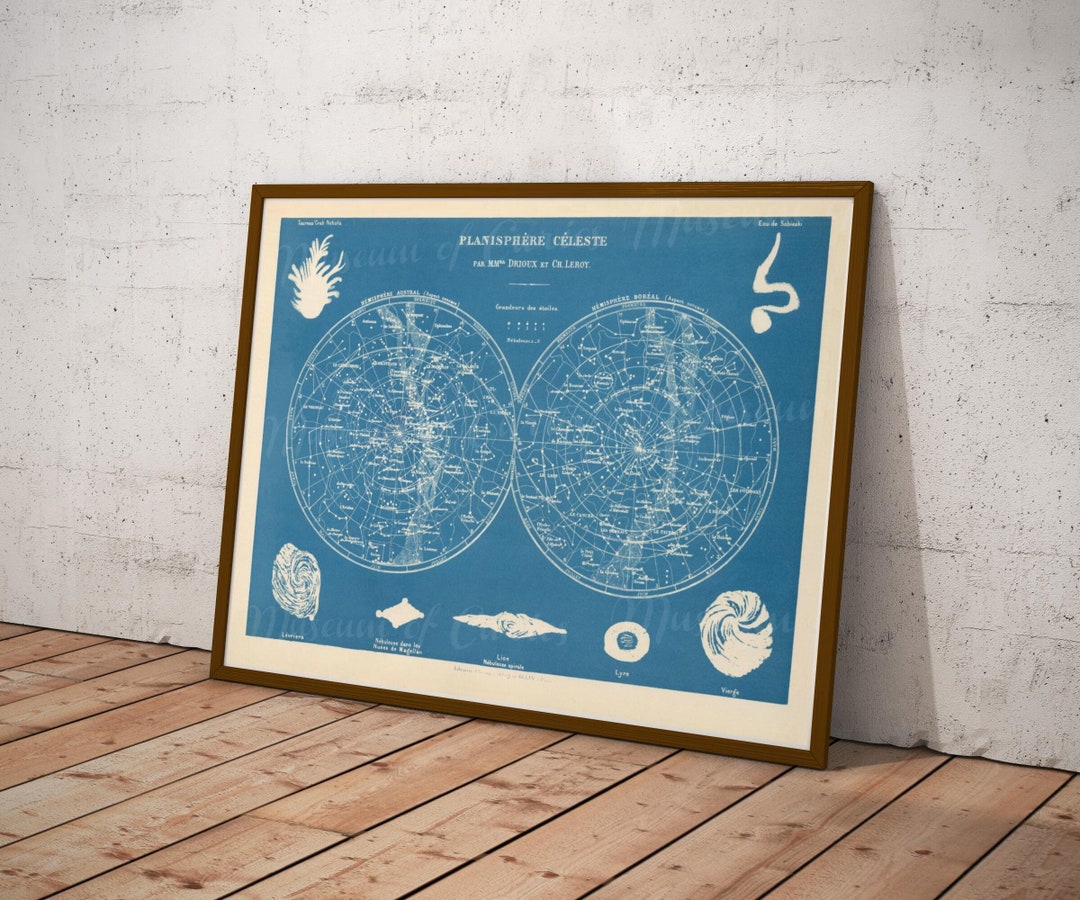 Digital, 1886, Planisphere Celeste, Seven Constellation Signs, INSTANT ...