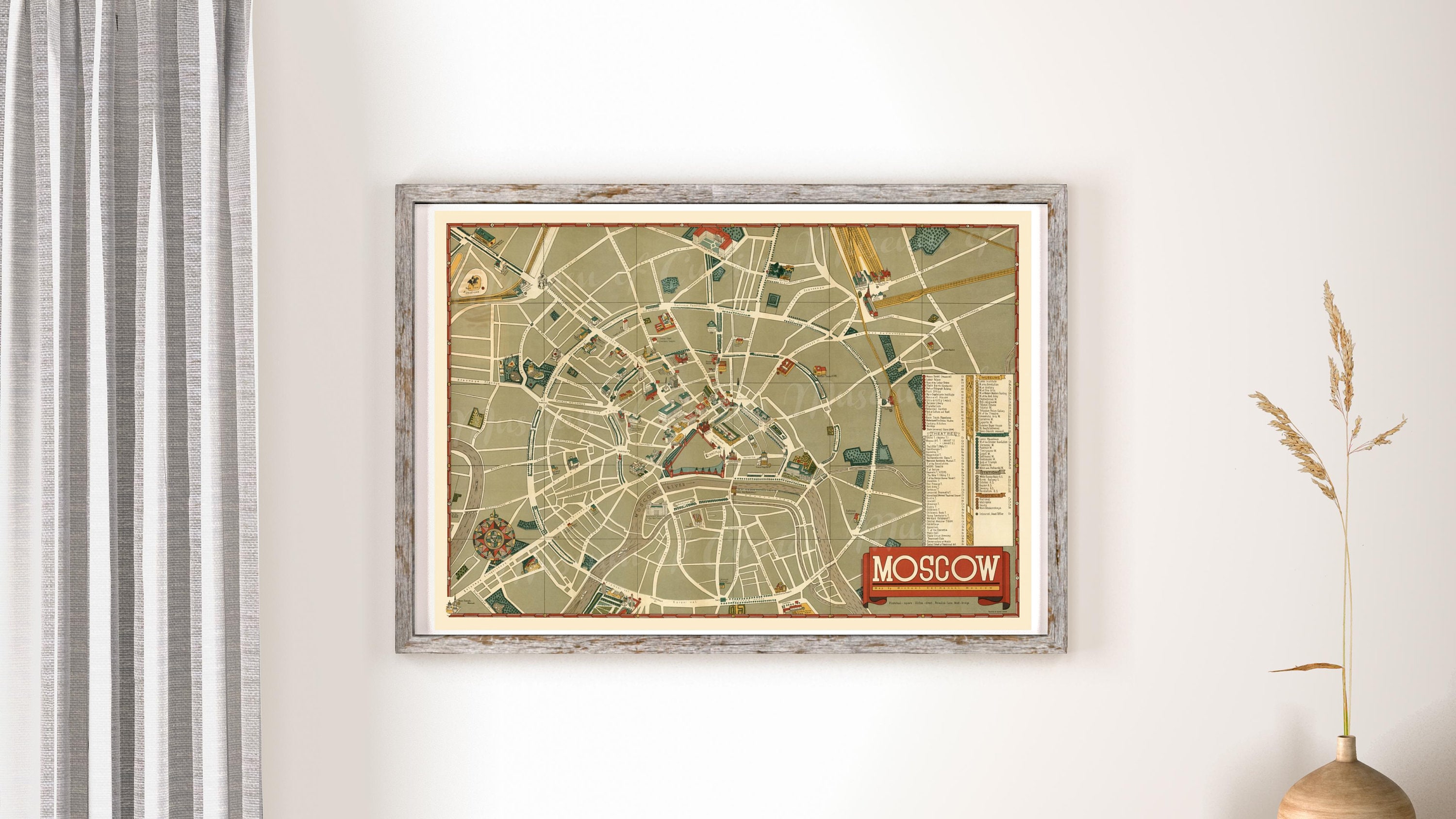 Digital, 1938, Map of Moscow City, Streets, Soviet Union, Russian Map ...