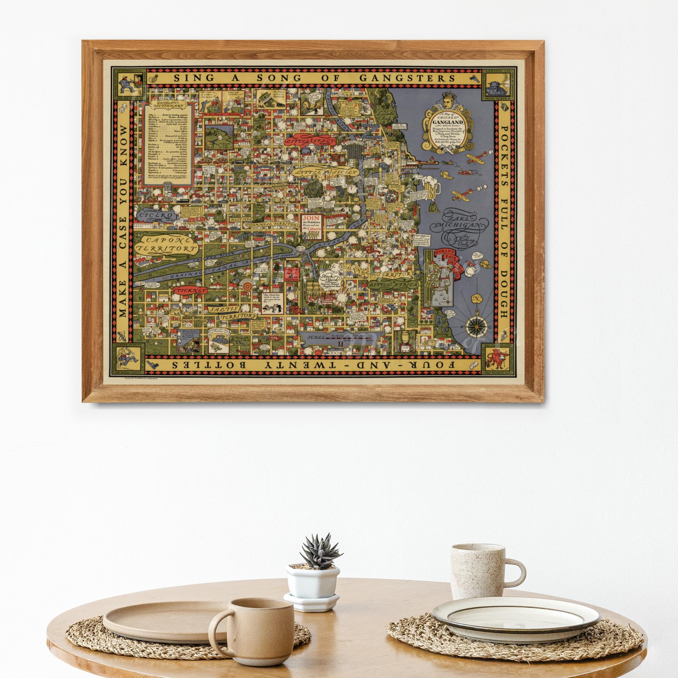 1931 Chicago Gangland Map: Al Capone Era, Pictorial Print (digital ...