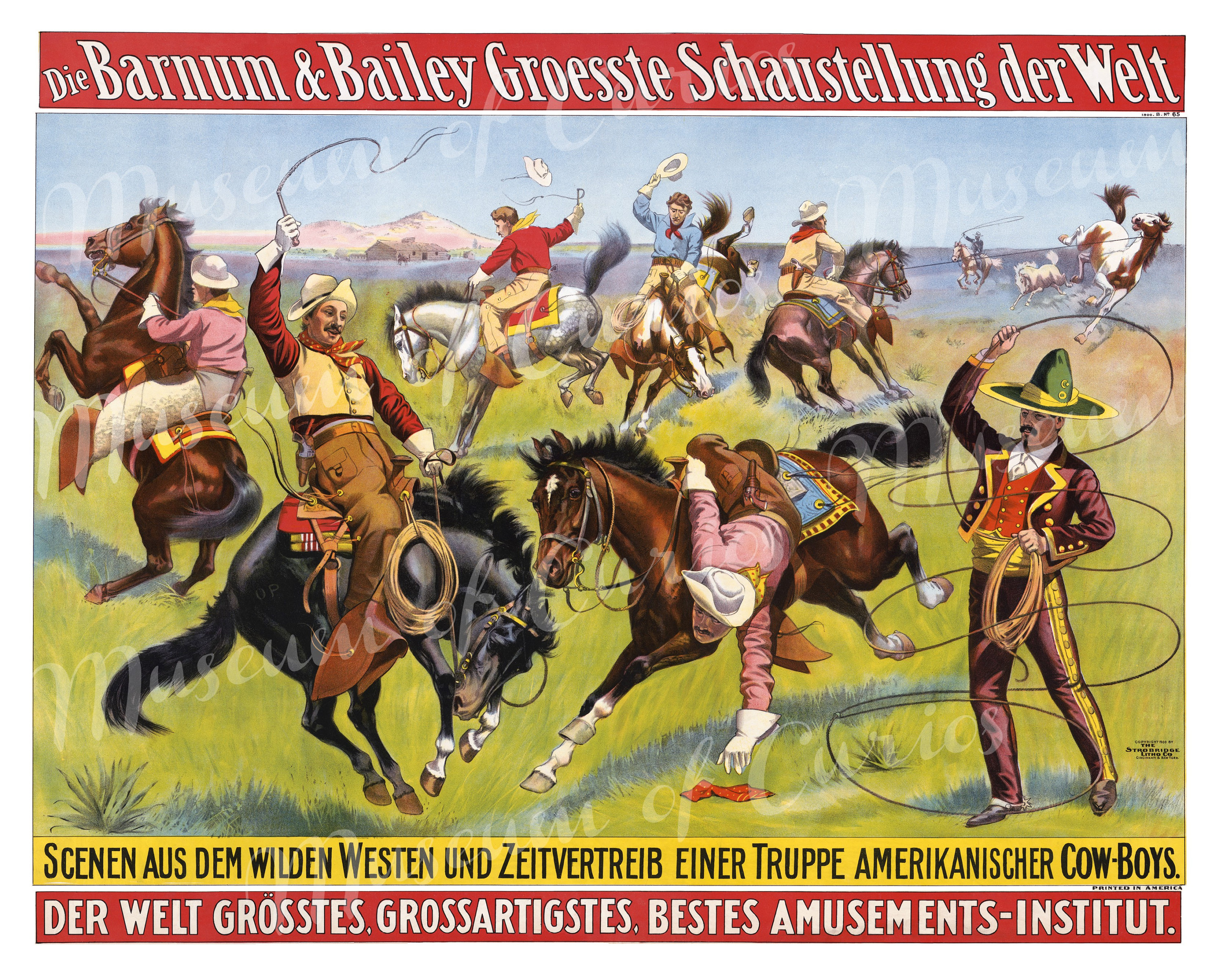 Digital, 1900, Barnum & Bailey, German Circus Poster, Cowboys, Wild ...