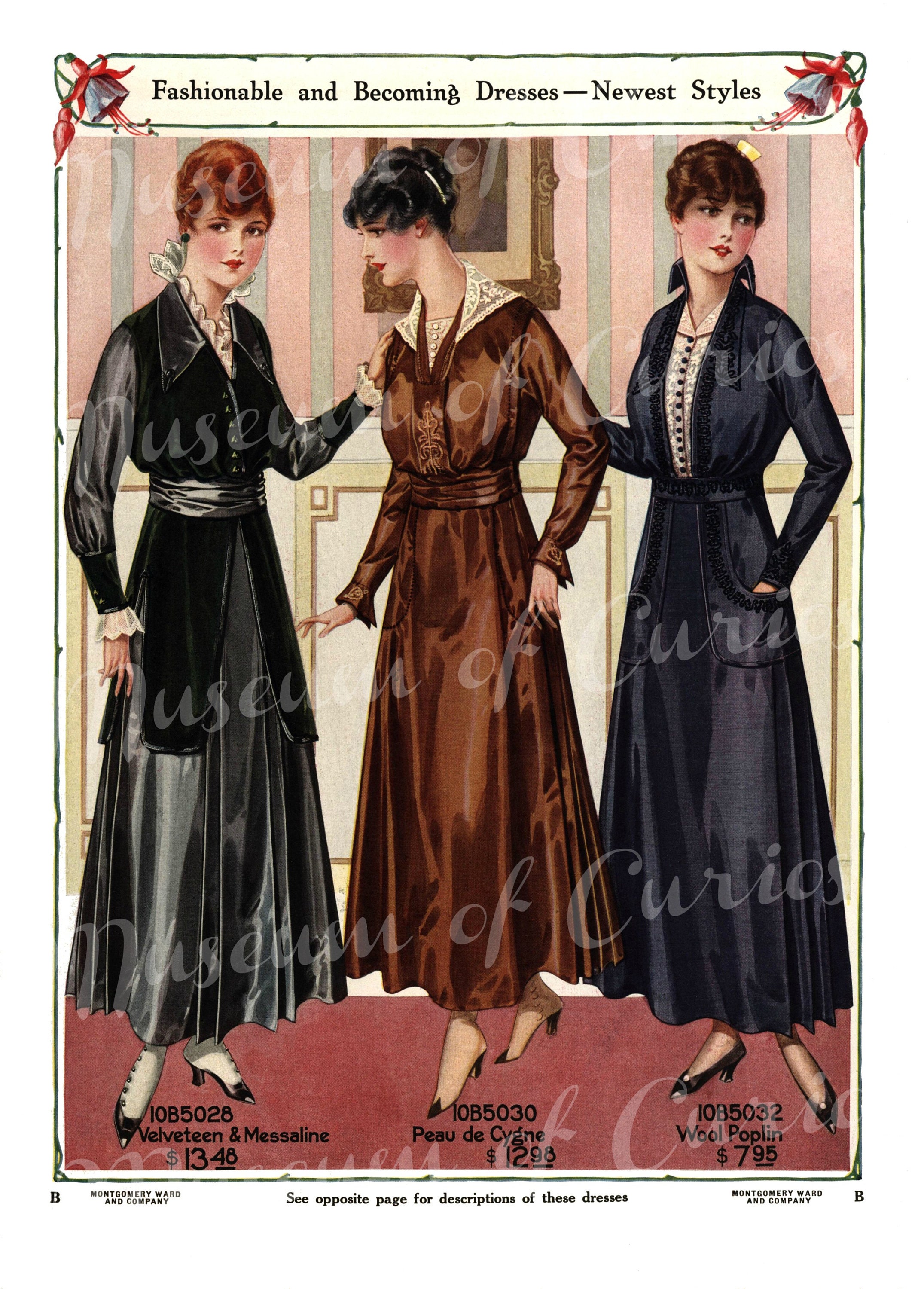 Digital, 1916, Edwardian Fashion Prints, Printable Ephemera ...