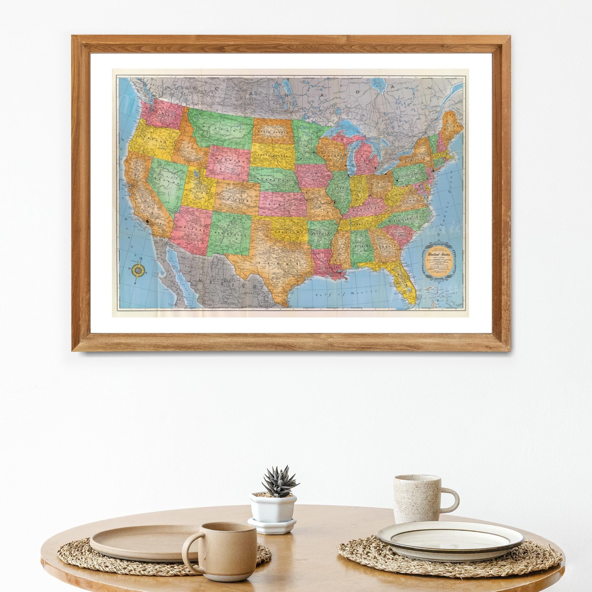 1947 United States Color Map: Vintage Railroads & Parks (digital ...