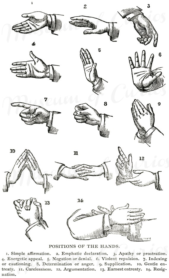 Digital Sign Language Chart Body Language 1800's - Etsy Australia