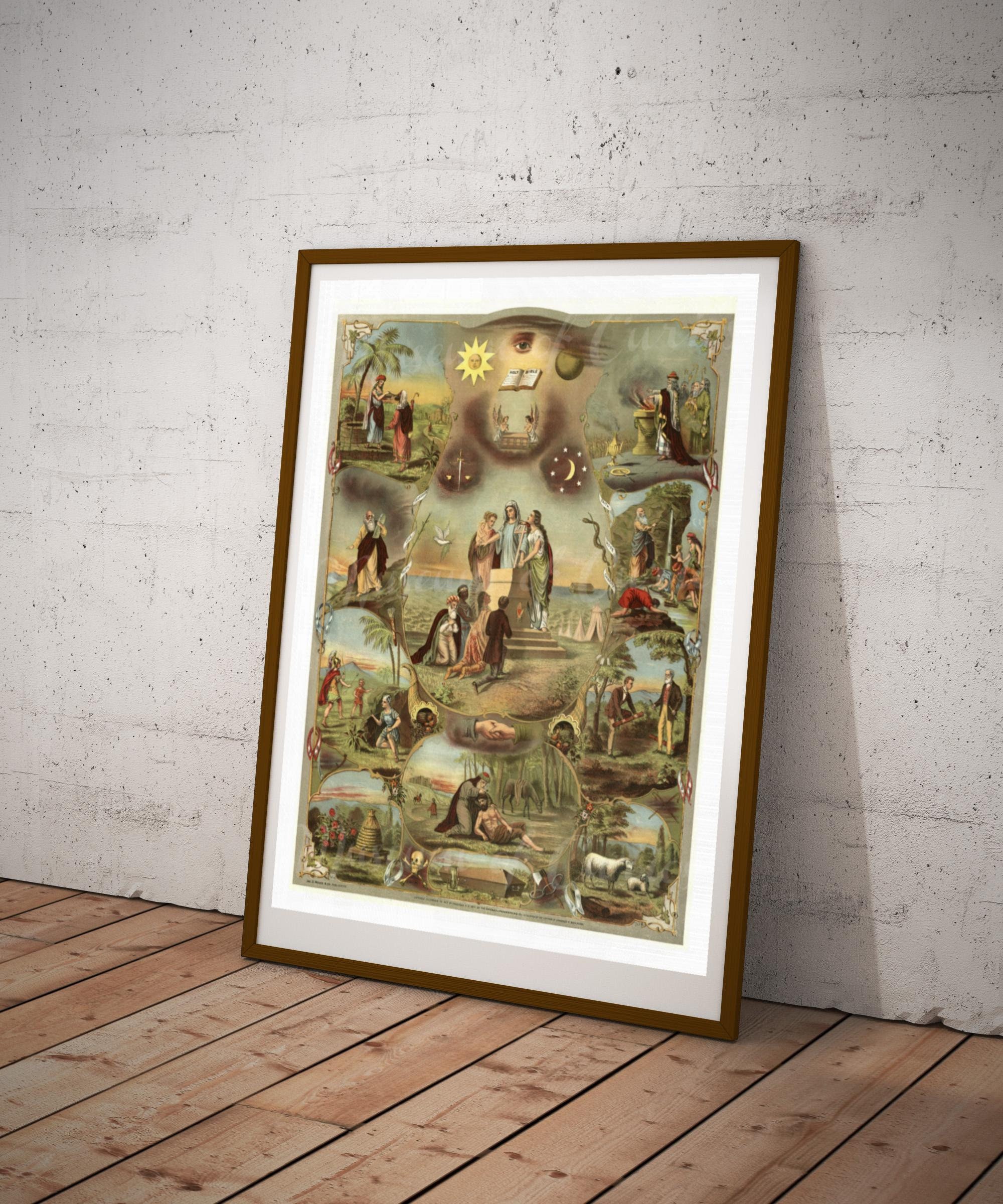 1871 Holy Bible Scenes Poster: Christian Catholic Pictorial Art ...