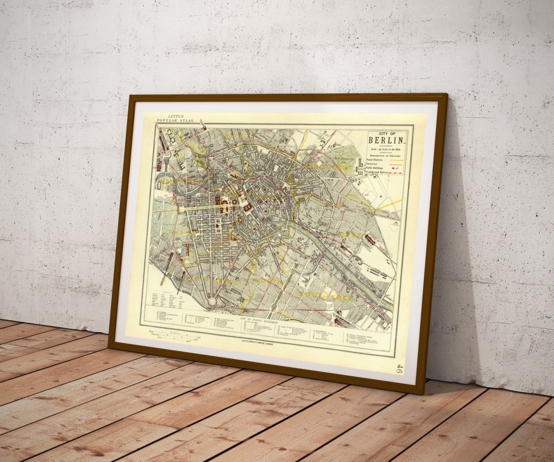 Digital, 1883, Map of Berlin, Germany, Letts's Popular Atlas, INSTANT ...