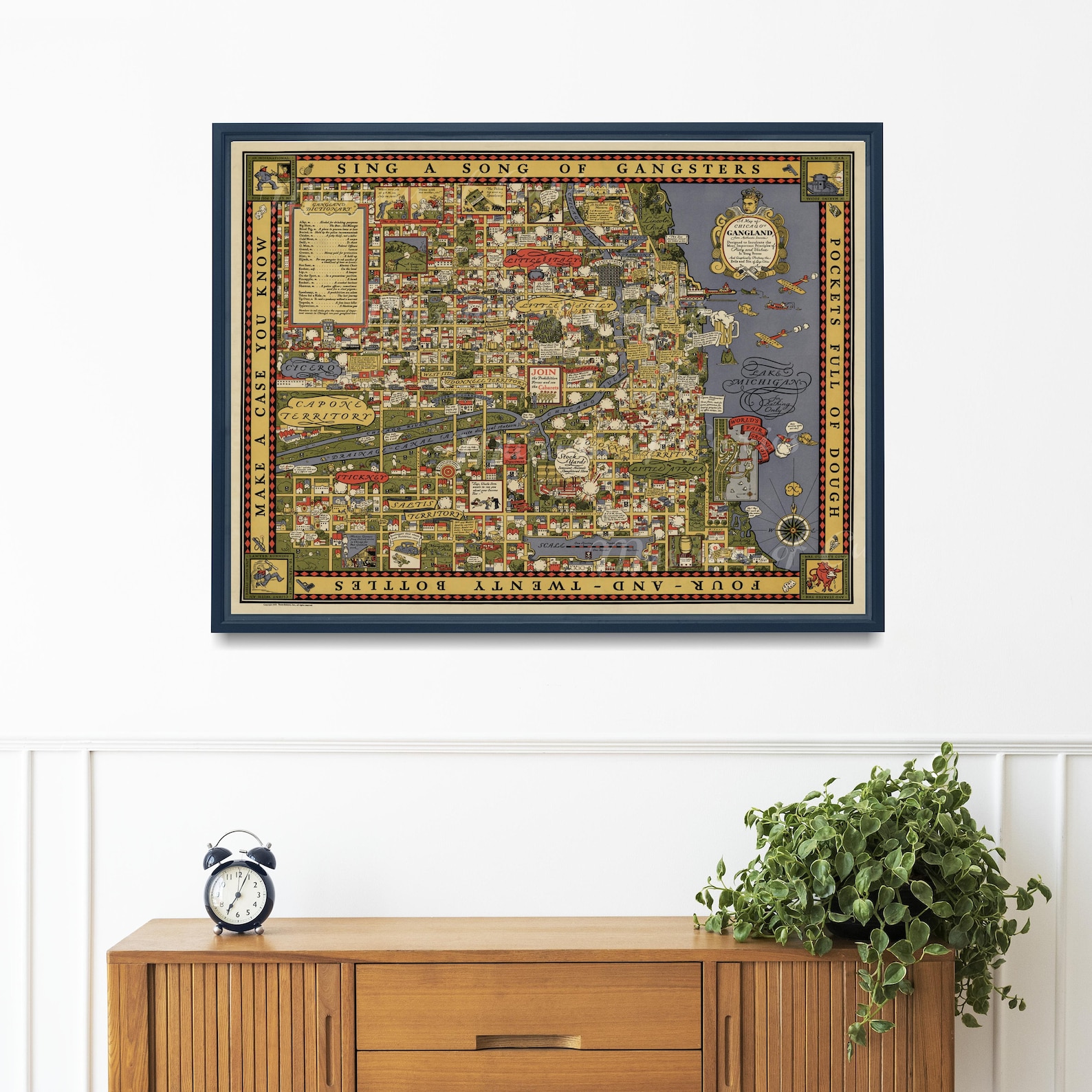 1931 Chicago Gangland Map: Al Capone Era, Pictorial Print (digital ...