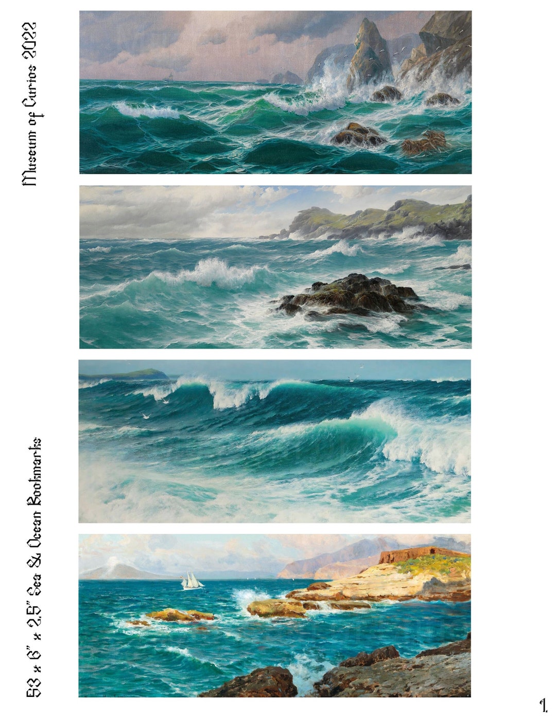 Digital, 1800s, Sea and Ocean Bookmarks, 53 X 6 X 2.5, INSTANT DOWNLOAD ...