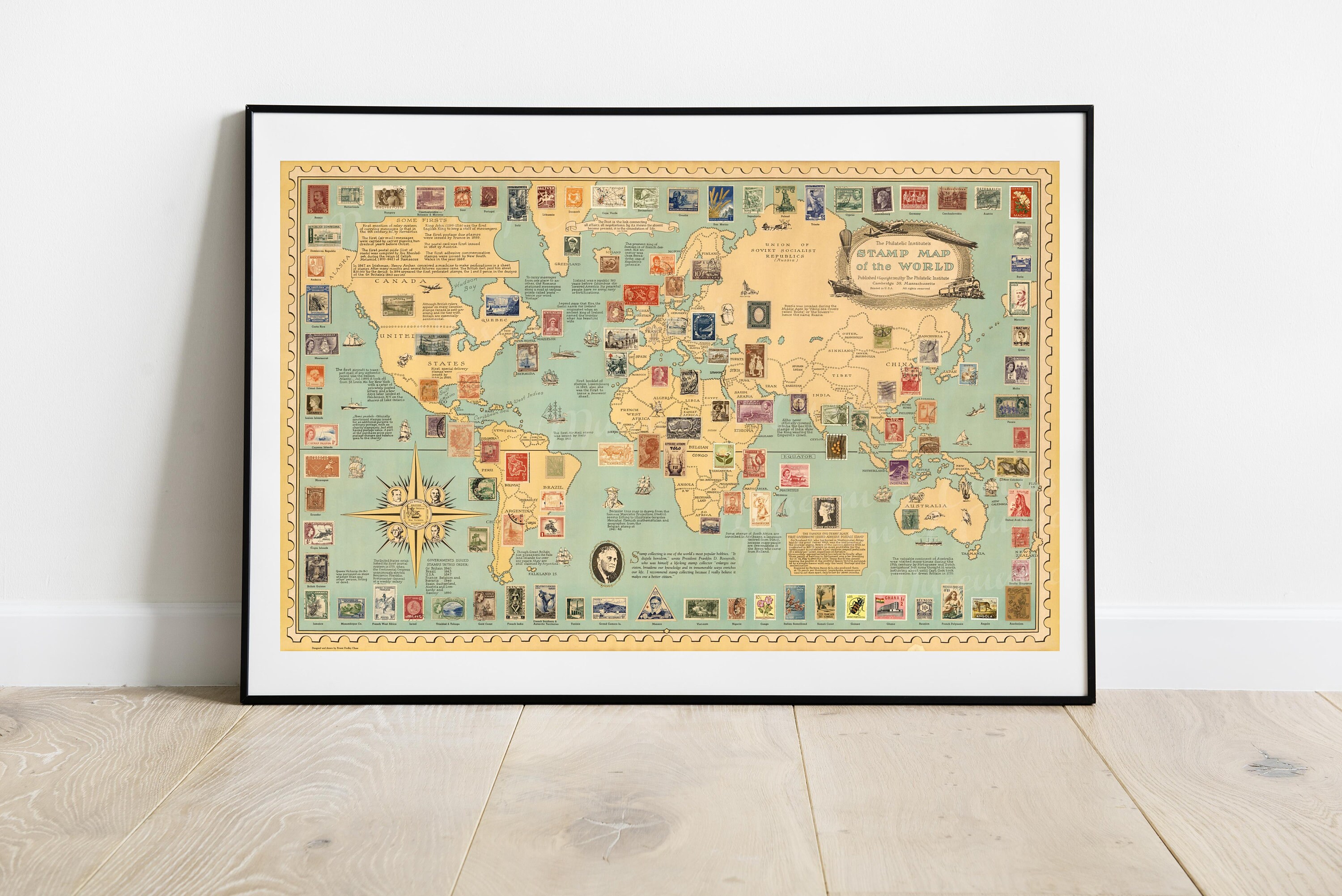 Digital, the Philatelic Institute Stamp Map of the World, Pictorial ...