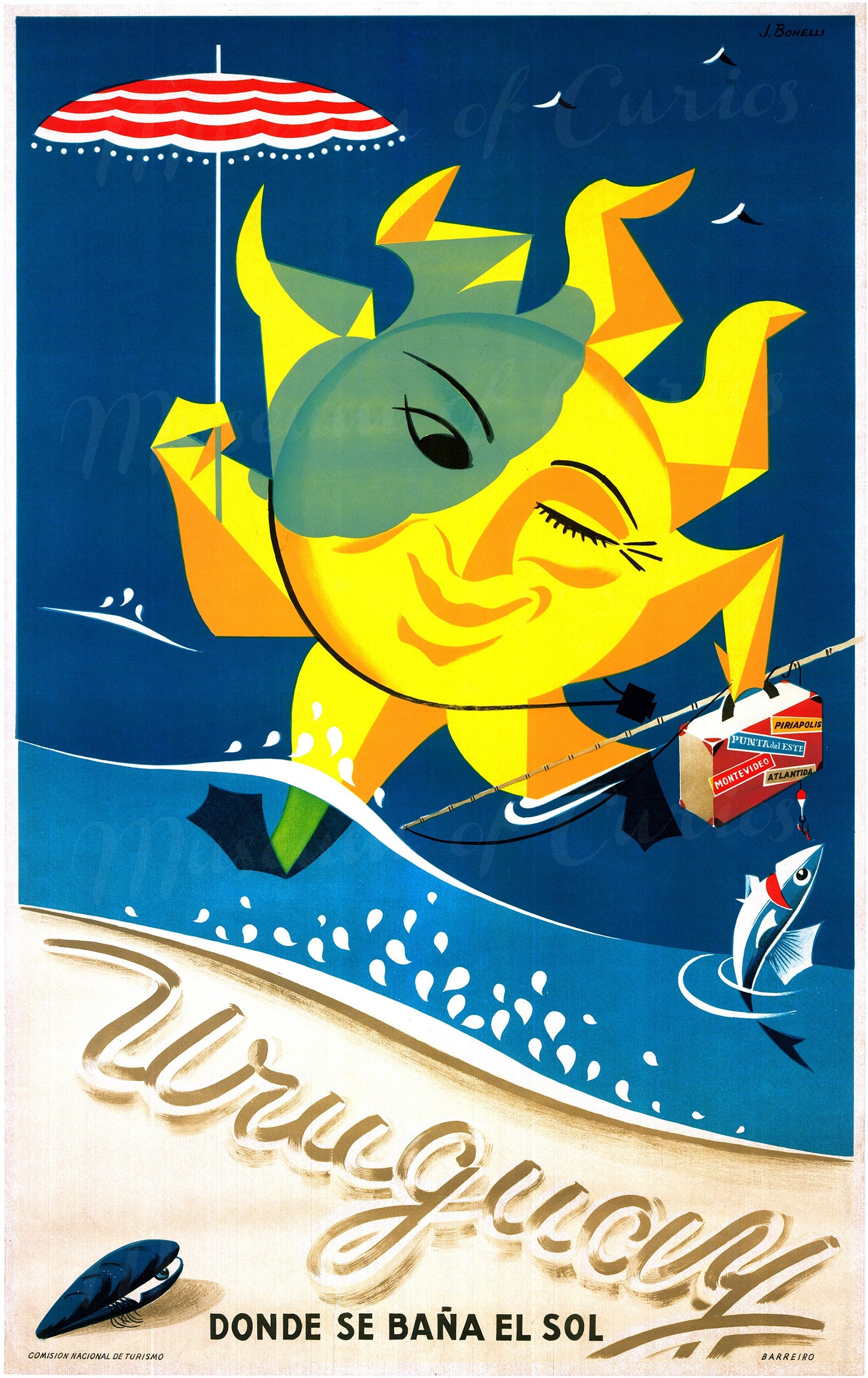 Digital, 1960s, Uruguay Donde Se Bana, Printable, Vintage Travel Poster ...