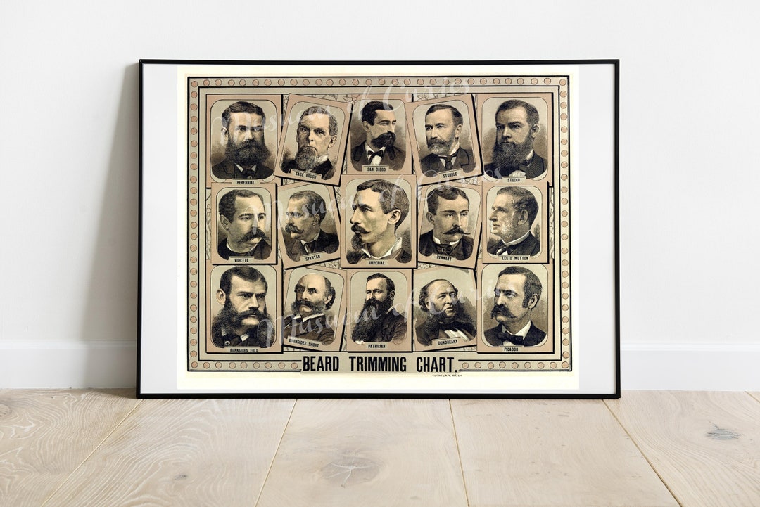 Digital, 1884, Beard & Moustache Trimming Chart, Men's Fashion, Man ...