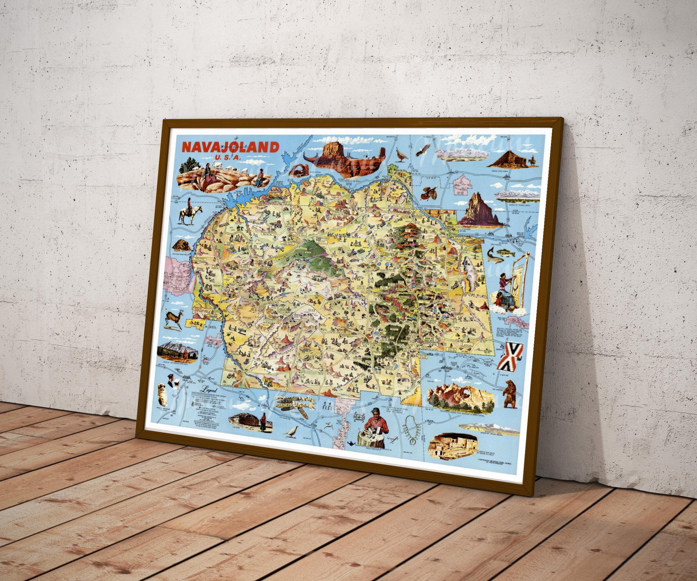 Digital, Navajoland Pictorial Map, Native Americans, INSTANT DOWNLOAD ...