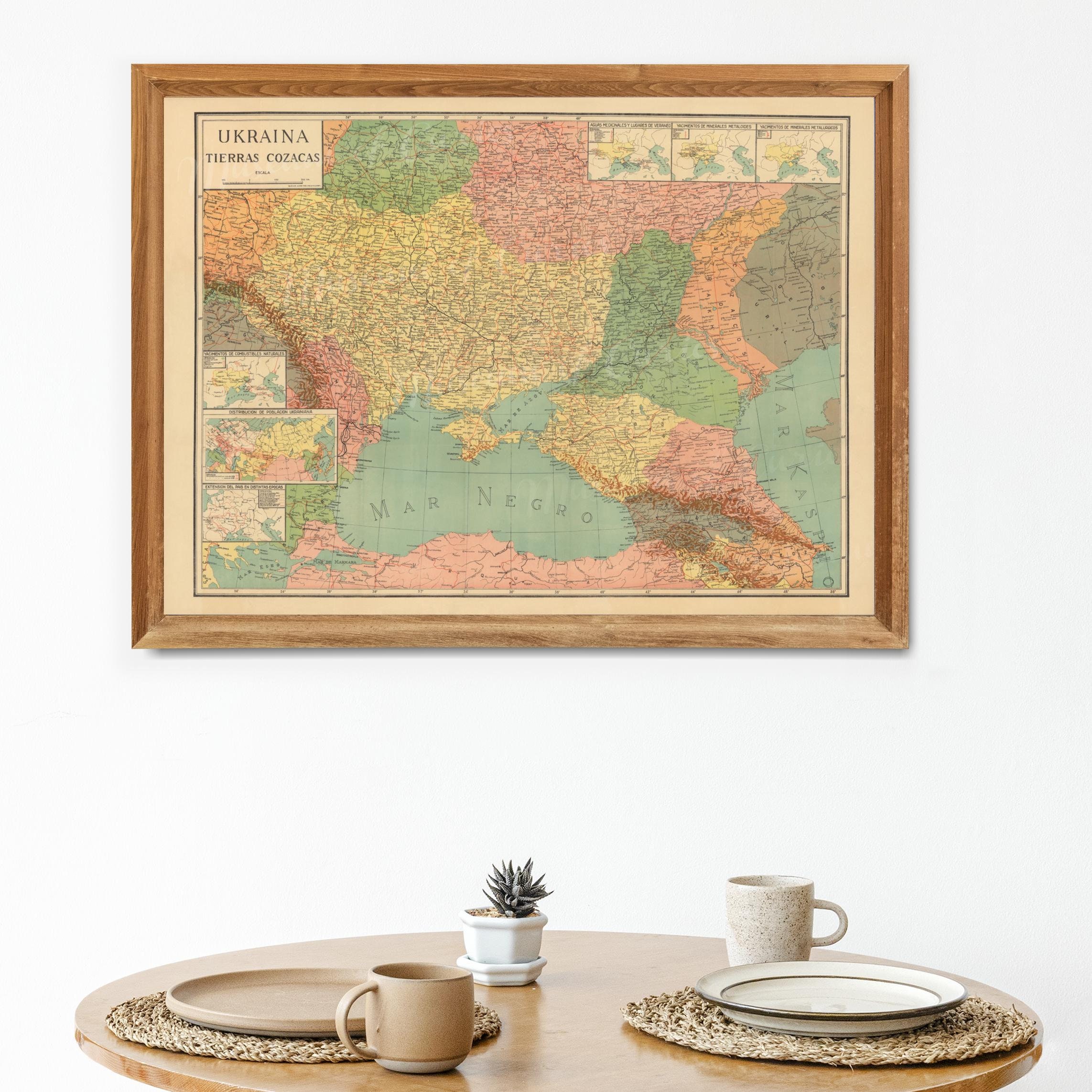 Digital, 1943, Ukraine Map, the Land of the Cossacks, INSTANT DOWNLOAD ...