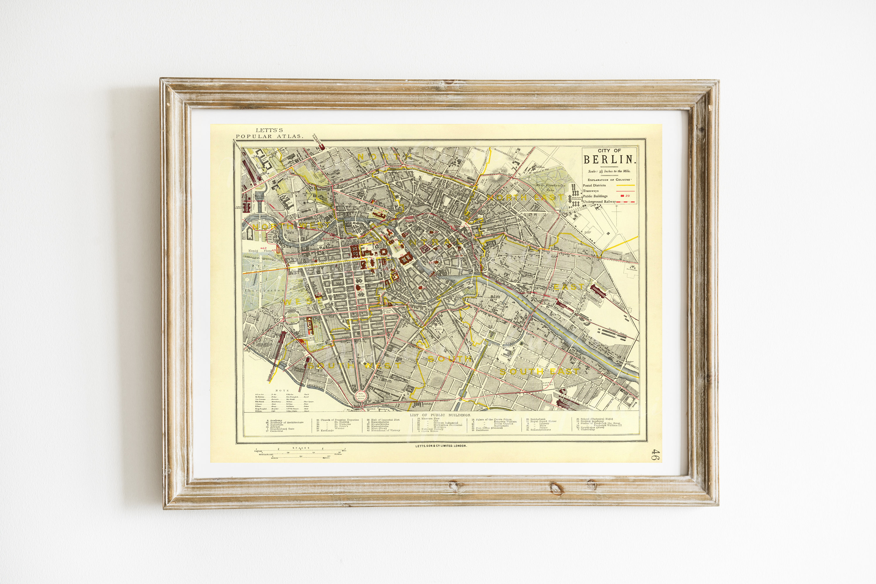 Digital, 1883, Map of Berlin, Germany, Letts's Popular Atlas, INSTANT ...