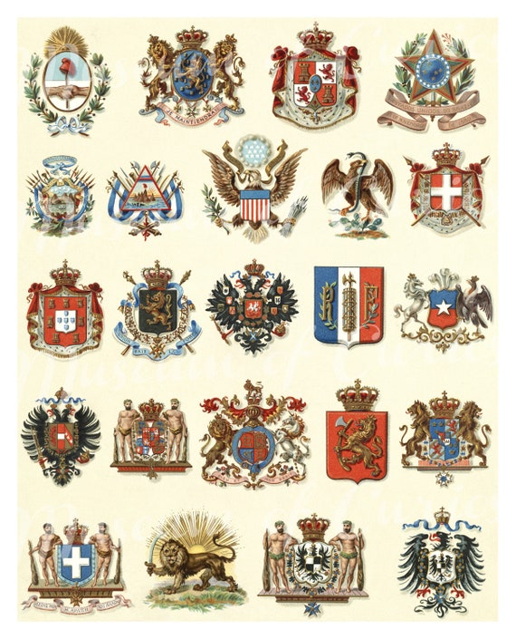 Digital 23 Coats of Arms Heraldry 1800s INSTANT DOWNLOAD | Etsy