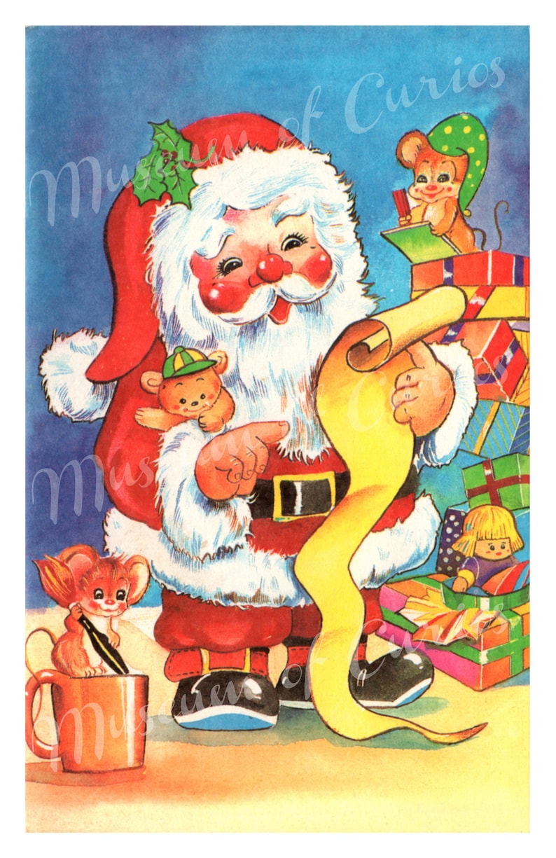 Digital Vintage 1970s Christmas Card Santa Claus With - Etsy Canada