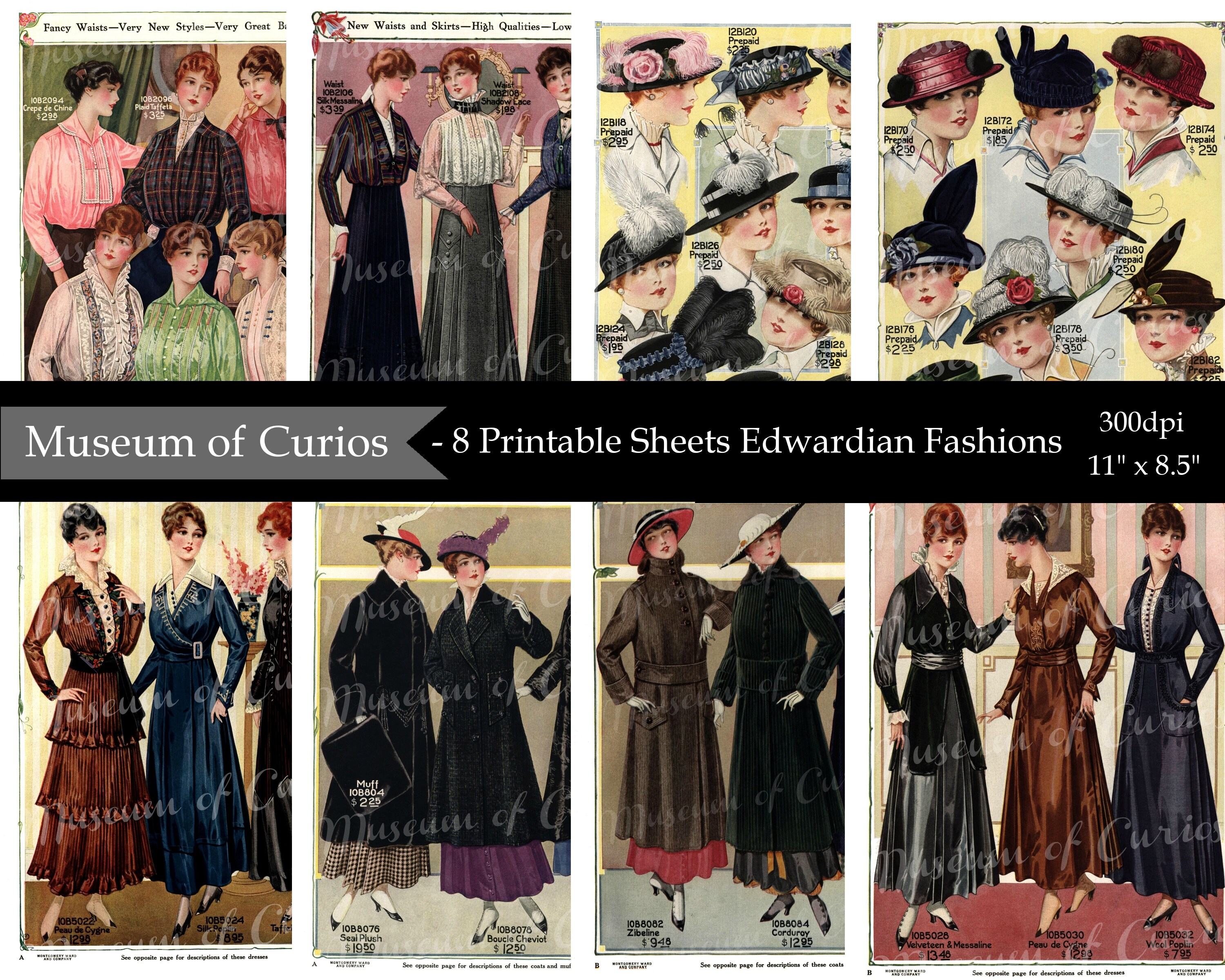 Digital, 1916, Edwardian Fashion Prints, Printable Ephemera ...