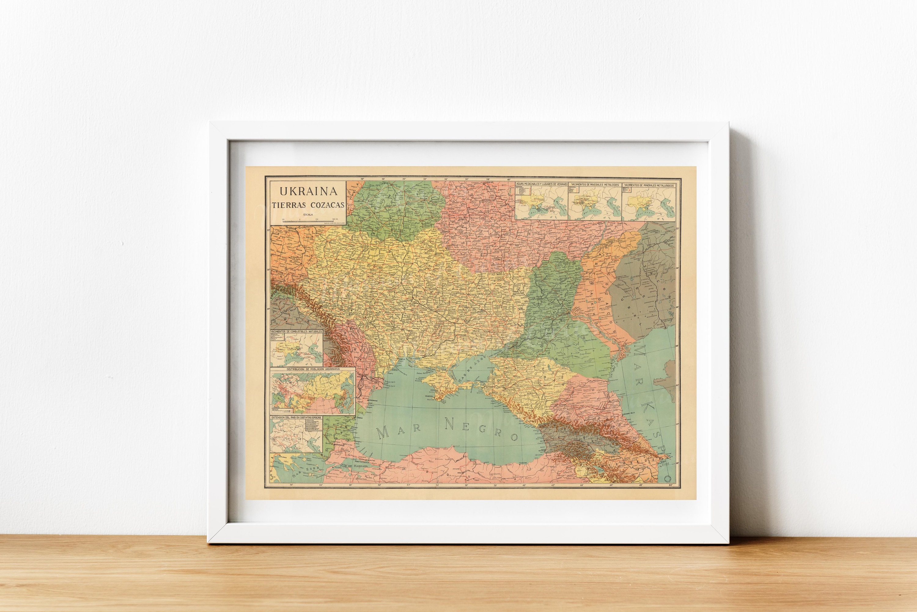 Digital, 1943, Ukraine Map, the Land of the Cossacks, INSTANT DOWNLOAD ...