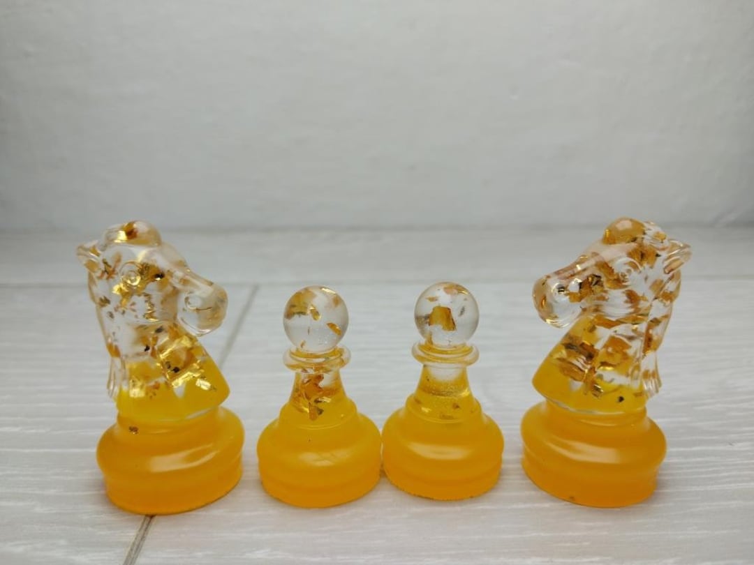 Golden Flakes Yellow Chess Set With Board Size 7cm / 2.75 - Etsy
