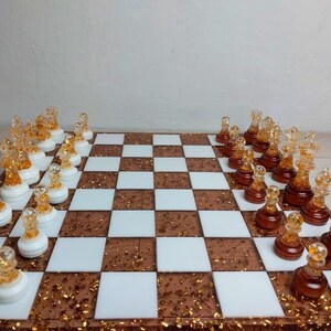 Golden Flakes Custom Resin Chess Set With Board | Size of King 2.75 ...