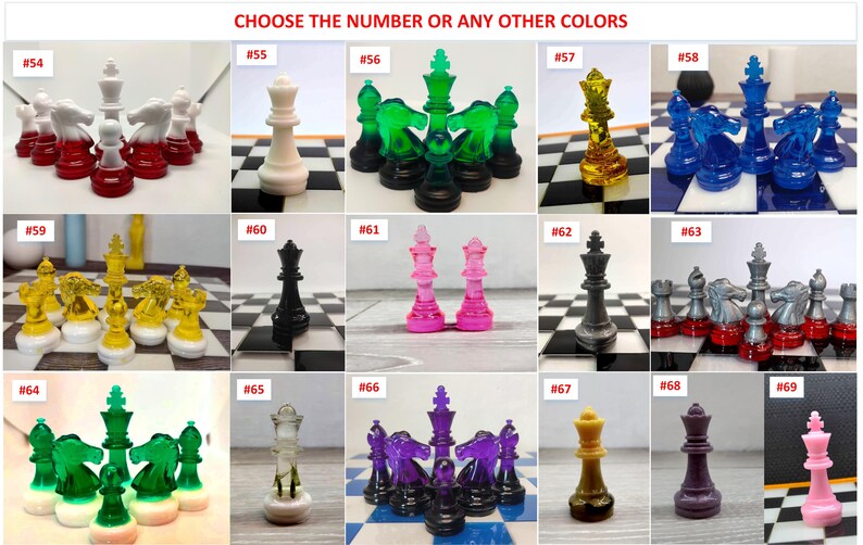Custom Chess Sets With Chess Board 2 Chessboard Sizes - Etsy
