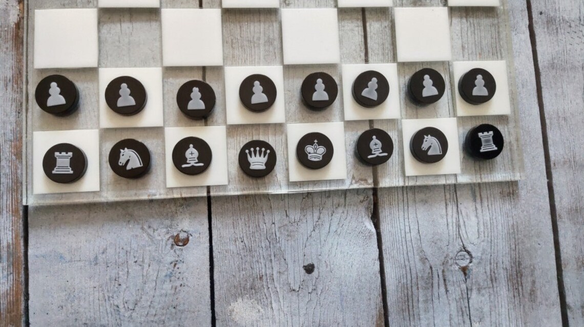 Flat Custom Chess Pieces Size of Chess 23mm5mm Custom | Etsy