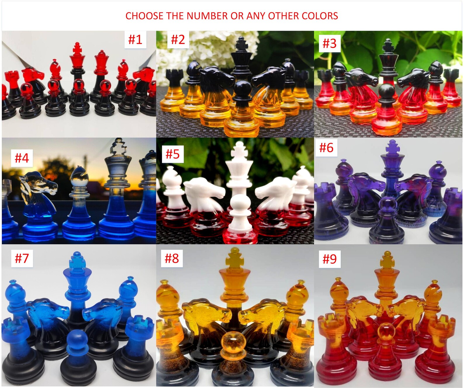 Custom Resin Chess Set Size of King 2.75 Inch 7 Cm Epoxy | Etsy