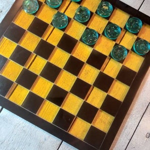 Handmade Checkers Set | Stackable Checkers Pieces (diameter of Draughts ...