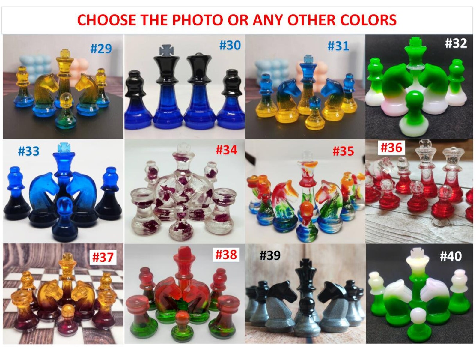 Flower Custom Resin Chess Set With Board Handmade Resin - Etsy