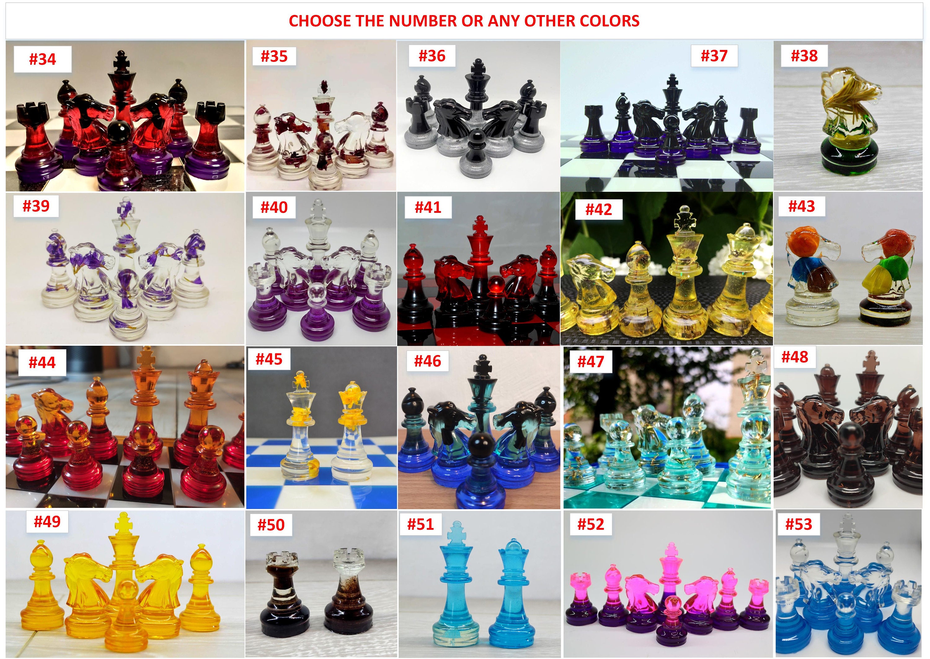 Custom Resin Chess Sets With Board Size of King 2.75 Inch 7 - Etsy