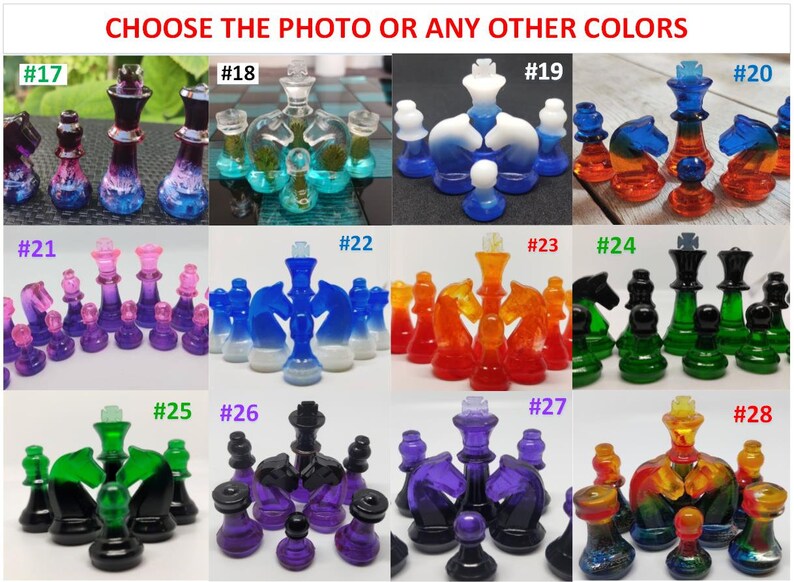 Flower Custom Resin Chess Set With Board Handmade Resin - Etsy