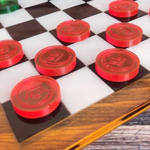 Handmade Checkers Set | Stackable Checkers Pieces (diameter of Draughts ...