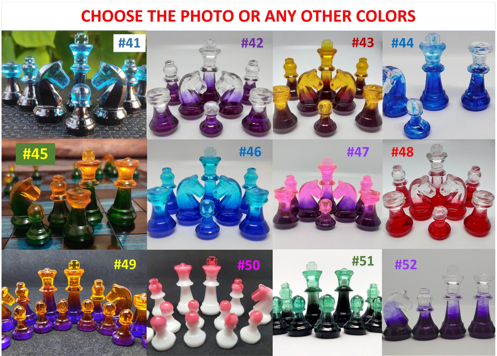 Flower Custom Resin Chess Set With Board Handmade Resin - Etsy