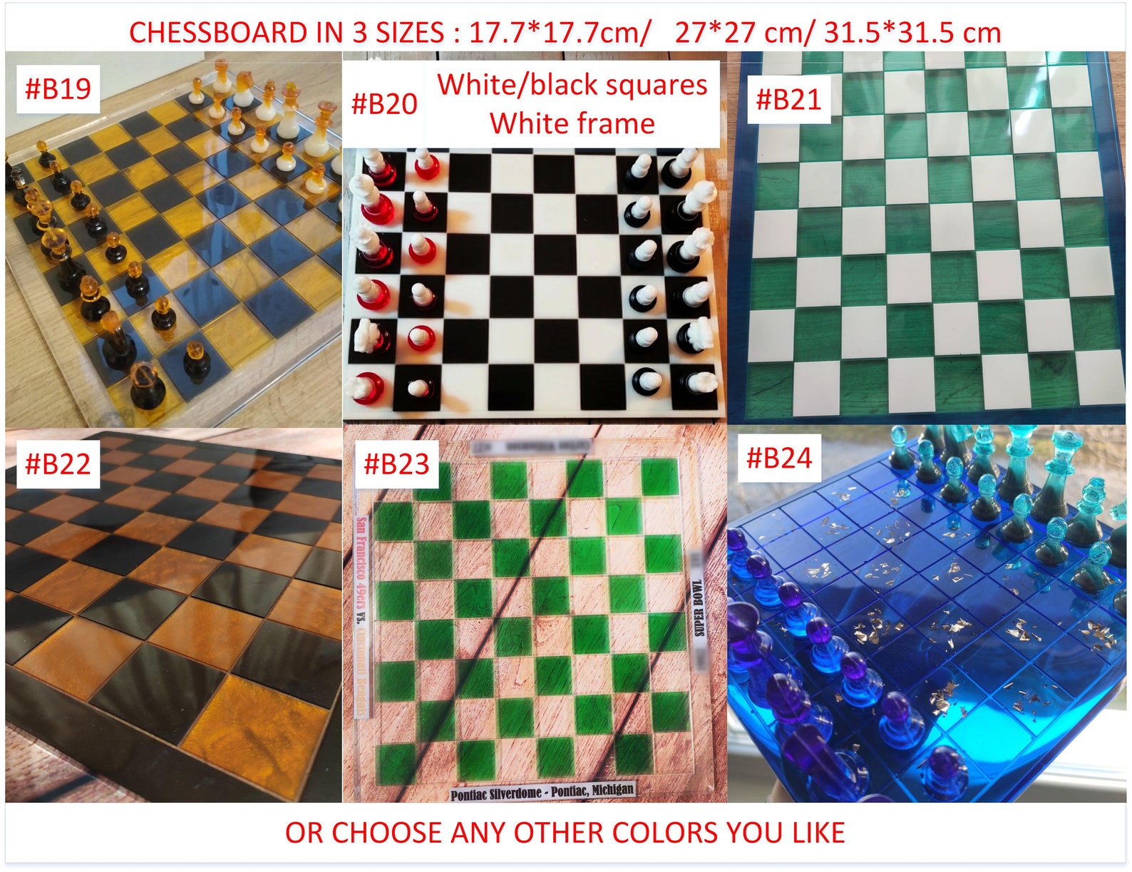 Resin Chess Set Custom Resin Chess Pieces 45mm King Small | Etsy