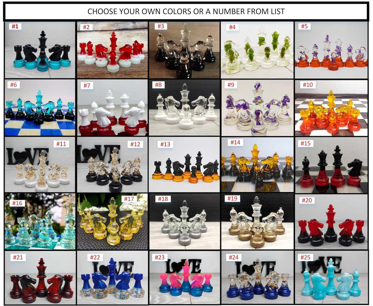 Custom Chess Sets With Chess Board 2 Chessboard Sizes - Etsy