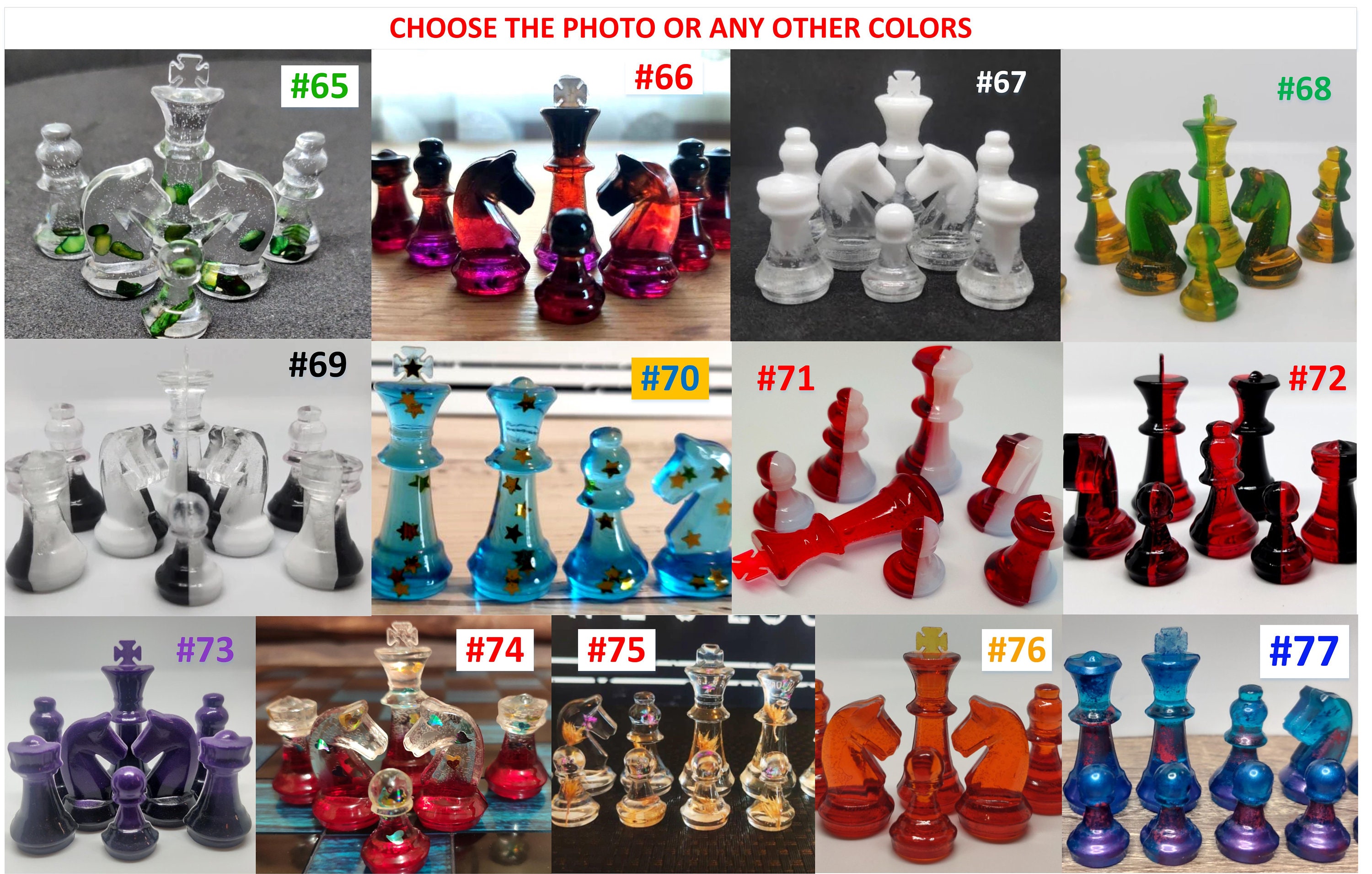 Resin Chess Set Customized Resin Chess Pieces 45mm King - Etsy
