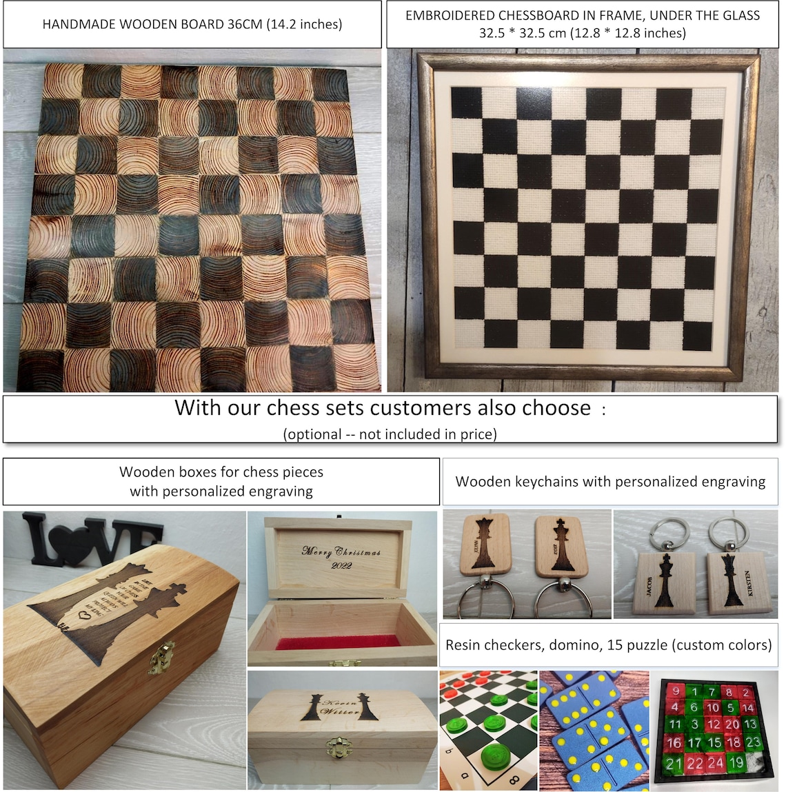 Custom Chess Sets With Chess Board | 2 Chessboard Sizes (27*27cm or 31 ...