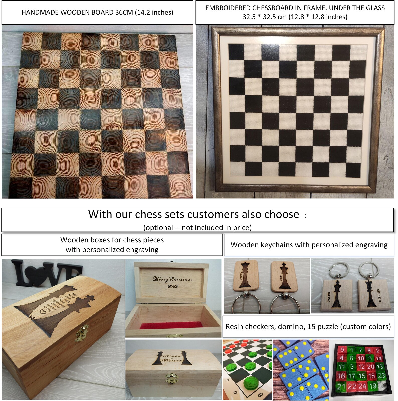 Custom Chess Sets With Chess Board 2 Chessboard Sizes - Etsy