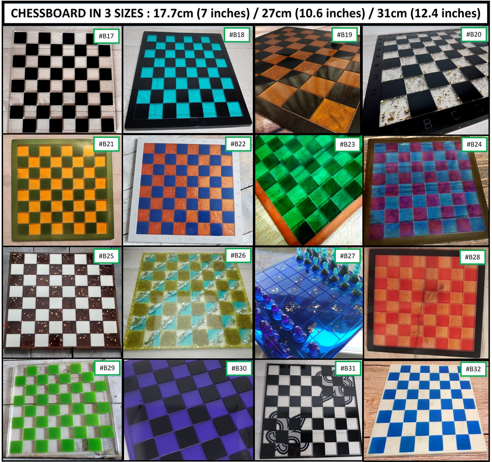 Custom Resin Chess Sets With Board Size of King 2.75 Inch 7 - Etsy