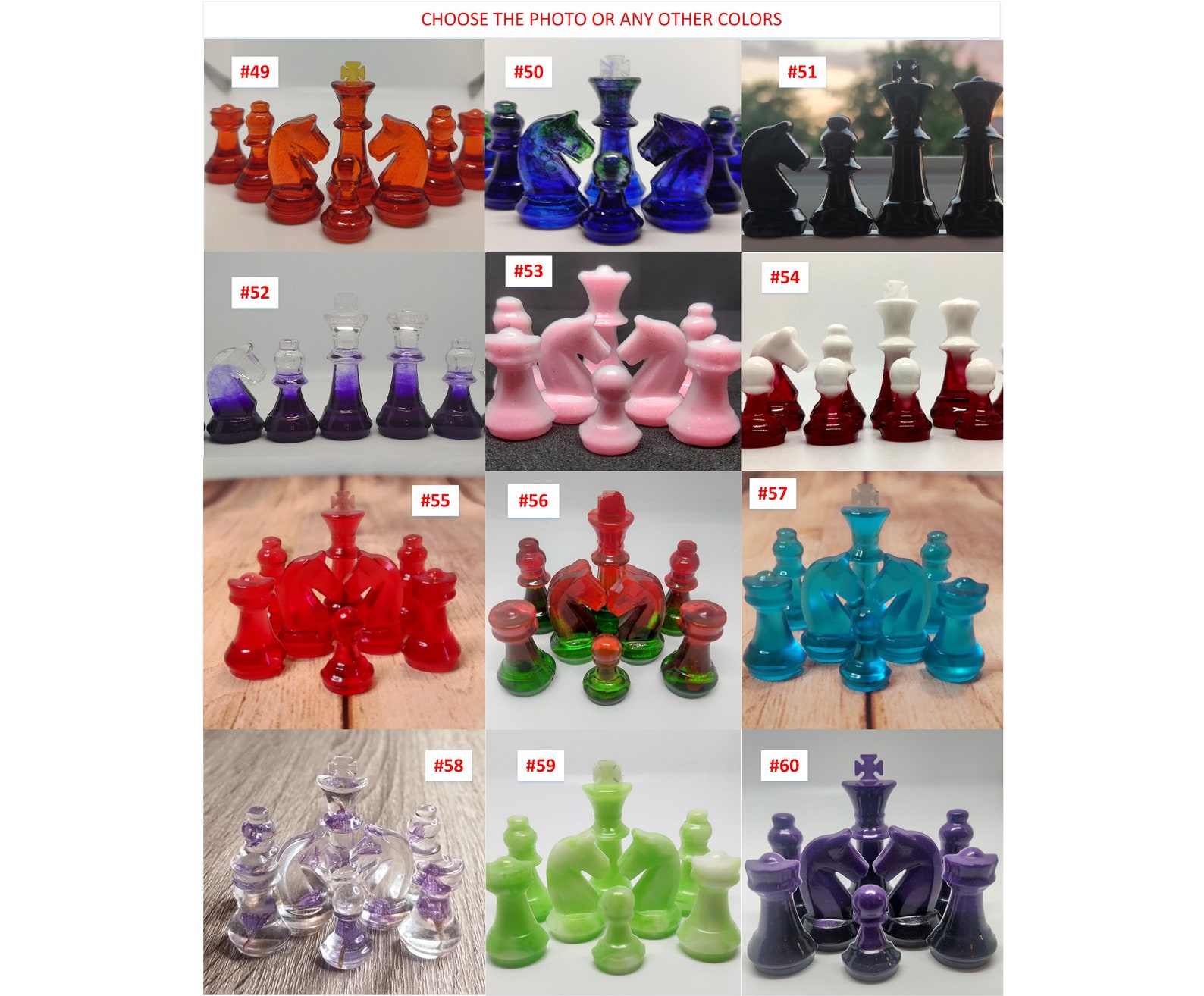 Custom Resin Chess Set Resin Chess Pieces 45mm King Small | Etsy