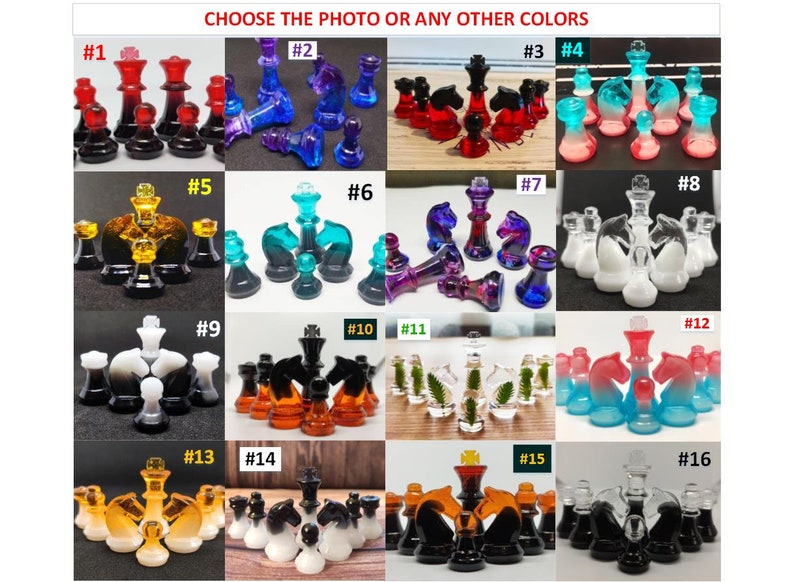 Resin Chess Set Customized Resin Chess Pieces 45mm King - Etsy