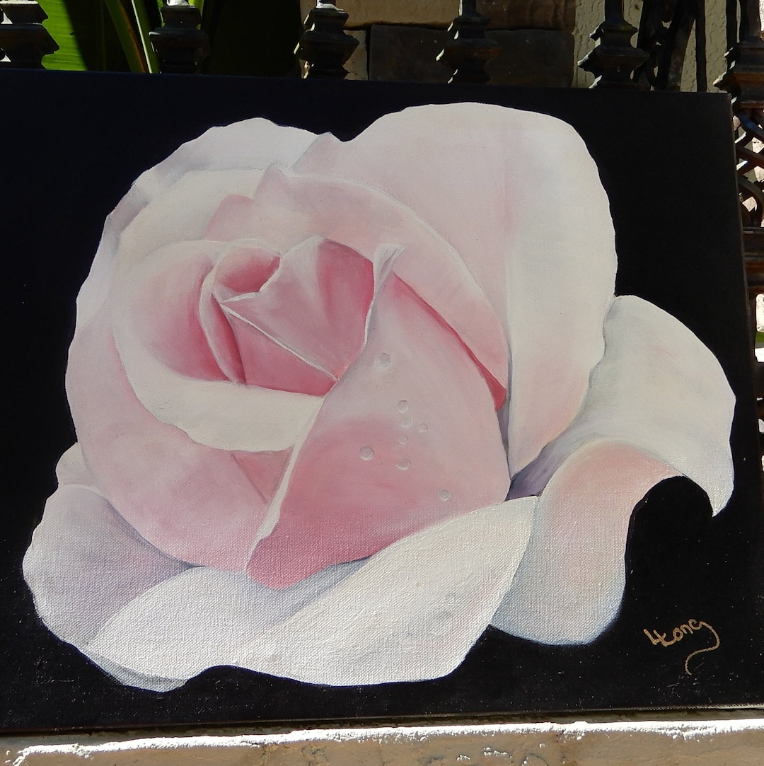 Pink Rose Oil Painting - Etsy